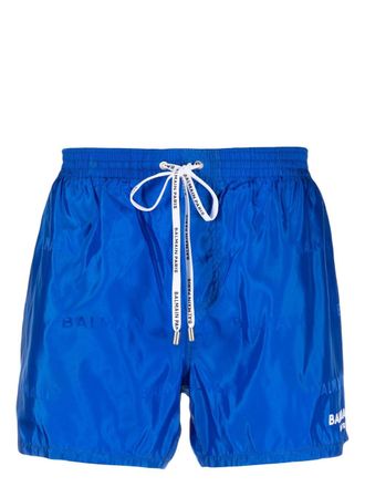 Balmain Badeshorts mit Logo-Print - Blau