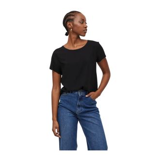 Vila Vila, Femme, Tops, Noir, Taille: 38 FR T-shirt &agrave; manches courtes de style Paya