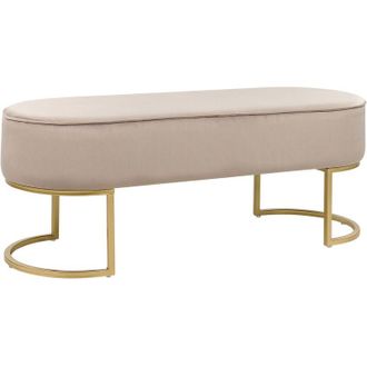 Beliani Banquette en Velours Beige Uni sur Pieds Dor&eacute;s Rembourrage en Mousse Milry
