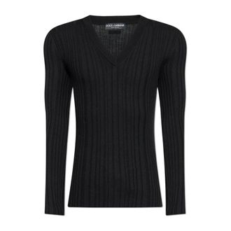 Dolce & Gabbana V-Ausschnitt Pullover - - Knitwear - Herren - Schwarzk - M