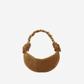 Saint Laurent Womens Mini Hobo Bag Amalia Suede Brown Shoulder