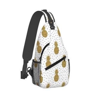 Generic Sacoche Port&eacute; &eacute;paule Ananas &agrave; paillettes dor&eacute;es L&eacute;ger Sac Bandouli&egrave;re Mode Cross Body pour Cyclisme Randonn&eacute;e Femme