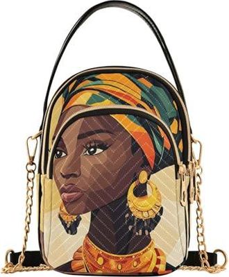 Mnsruu Sac à bandoulière pour femme - Style indien africain - Noir - Sac à bandoulière avec sangle réglable