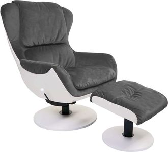 Mendler Relaxsessel HWC-E52, Fernsehsessel TV-Sessel Hocker, drehbar Samt/Kunstleder - dunkelgrau