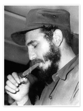 Posterlounge Fidel Castro Poster 30 x 40 cm Schwarz-Wei&szlig; Wandbilder Wanddeko
