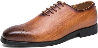 Generic Chaussures Oxford for Hommes, à Lacets, Bout Rond, en Cuir PU sculpté, en Relief, antidérapantes, Talon Bloc, Semelle en Caoutchouc antidérapante, Bal