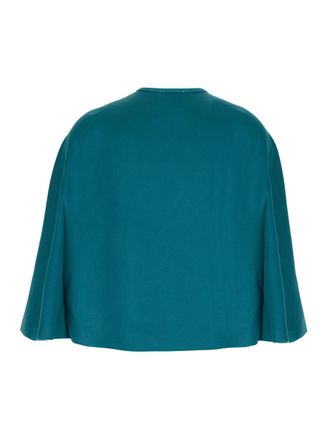 Forte_Forte Womens Blue Cape With Silk Details Acetate Coat