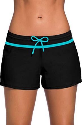 Onsoyours Short De Bain Bas De Maillot De Bain Femme Shorty Sport Shorts De Plage DÉté Casual Culotte Multiusage avec Cordon B Bleu M