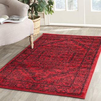 Safavieh Traditionell Teppich für Wohnzimmer, Esszimmer, Schlafzimmer - Adirondack Collection, Kurzer Flor, Rot und Schwarz, 91 X 152 cm