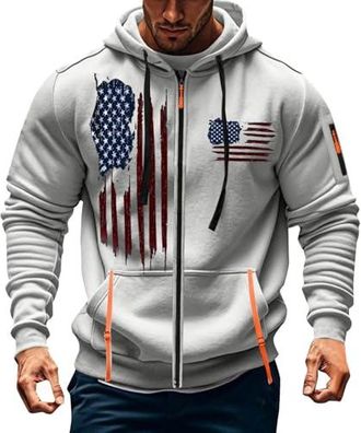 Generic Sweat &agrave; capuche d&eacute;contract&eacute; &agrave; manches longues et fermeture &eacute;clair int&eacute;grale pour homme, gris, 3XL