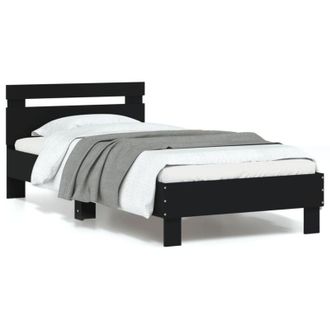 vidaXL Bettgestell mit Kopfteil und LED-Leuchten Schwarz 90x200 cm Vidaxl
