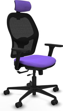 Piqueras y Crespo Ergonomischer Home Office Jorquera Stuhl mit 3D-Armlehnen, h&ouml;henverstellbarer Lendenwirbelst&uuml;tze und h&ouml;henverstellbarem Kopfteil, Schwarz/Lila