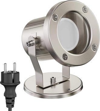 LEDs Com Außen-Strahler Fluter MIBU für außen Edelstahl chrom matt + LED GU10 Lampe 3-Stufen-dimmbar warmweiß W 500lm