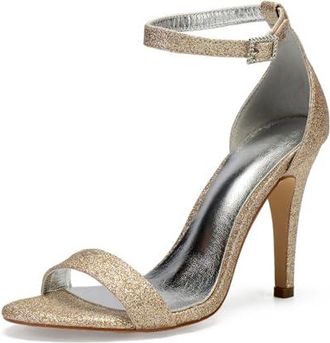 Generic Chaussures De Mariage Femme Stylet Talons Chaussures De Mariée Open Toe High Heels Eté Talon Mariage Soirée Chaussures 10.5Cm,Champagne,41 EU