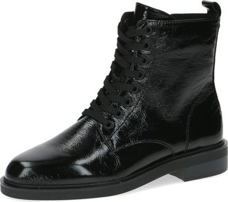 Caprice Damen Stiefeletten zum Schnüren aus Leder mit Reißverschluss, Schwarz (Black Naplak), 37.5 EU