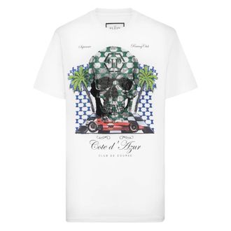 Philipp Plein Homme, Tops, Blanc, Taille: XL T-Shirt Col Rond