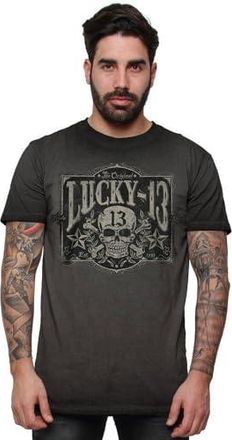Lucky 13 T-Shirt Tombstone - Vintage Noir Homme T-Shirt Manches Courtes Noir chin&eacute; XL