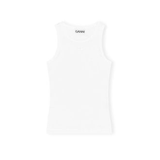 Ganni Femme, Tops, Blanc, Taille: 44 FR D&eacute;bardeur C&ocirc;tel&eacute; en Coton Doux