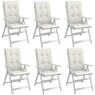 vidaXL Coussins de chaise &agrave; dossier haut lot de 6 cr&egrave;me m&eacute;lang&eacute; tissu - Vidaxl
