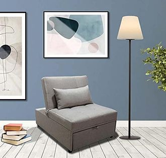 Dmora Einzelsesselbett, mit Kissen und Matratze inklusive, Pouf in ein Bett umwandelbar, aus gepolstertem Stoff, Made in Italy, 191x79h45 cm, Farbe Taubengr