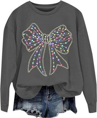 Generic Sweats de Noël pour femmes à manches longues et col rond pour femmes, motif de Noël décontracté, sweat-shirt tendance pour entraînement, automne, Pull