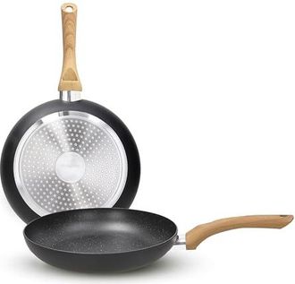 Tognana Rock In Wood, Set mit 2 Pfannen, 24/28 cm, Aluminium, geschmiedet, Schwarz