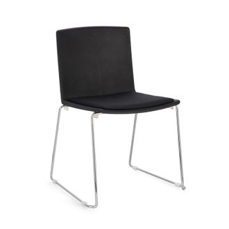 BIZZOTTO Bizzotto - Sedia Giulia Con Seduta In Plastica, Per Arredo Interno 43,5 X 50 X H 79 Cm -cromo / Nero / Confezione Da 4 Pezzi