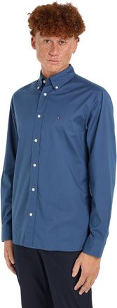 Tommy Hilfiger Herren Hemd Poplin Langarm, Blau (Aegean Sea), XS