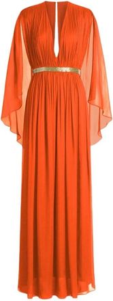 Alberta Ferretti Femme, Robes, Orange, Taille: 38 FR Long Silk Gown with Cape