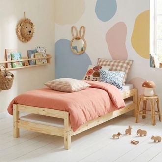 IDIMEX Stapelbett RINO, 80 x 190 aus Massivholz, Natur - Einzelbett Kiefer Massivholz, platzsparendes stapelbares G&auml;stebett, Kinderbett Holz, ideal f&uuml;r G&auml;ste