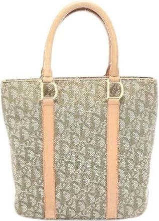 Dior Pre-owned Sac Cabas Trotter en Toile et Cuir - Femme - Pre-owned - Vert - Taille: ONE Size