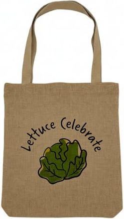 Fabulous Sac Shopping Tote Bag Aspect Lin - Lettuce Celebrate Jeux de Mots Nourriture Legumes - Sac de Courses Toile Epaisse 360g Beige Naturel Cabas Port&eacute; Epa