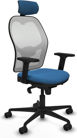 Piqueras y Crespo Chorquera Remote-Arbeitsstuhl mit 2D-Armen, h&ouml;henverstellbarer Lendenwirbelst&uuml;tze und h&ouml;henverstellbarem Kopfteil, wei&szlig; / hellblau