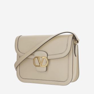 Valentino Garavani Womens Calfskin Shoulder Bag Beige