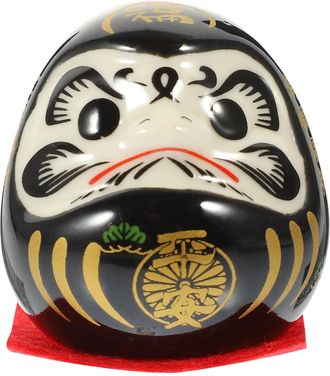 Amosfun Damo Keramik Gl&uuml;ckspuppe Puppe Mini Japanische Kimono Figur Dekoration F&uuml;R Auto B&uuml;Ro Und Zuhause 4.7x4.4x4.2Cm Schwarze Japanische Porzellan Statue
