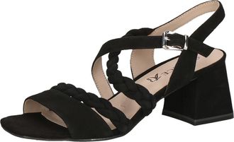 Caprice Damen Sandalen mit Absatz aus Leder mit Fußbett, Schwarz (Black Suede), 41 EU