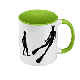 Fabulous Tasse in Premium-Qualit&auml;t, Gr&uuml;n - Evolution Freediving Tauchen Sport Athlet - Tasse mit Henkel und farbigem Innenfutter
