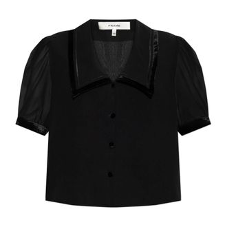 Frame Denim Velvet Trim Sailor Blouse - - Blouses & Shirts - Damen - Schwarzk - L