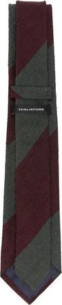 Tagliatore Silk Diagonal Stripe Necktie - Grey