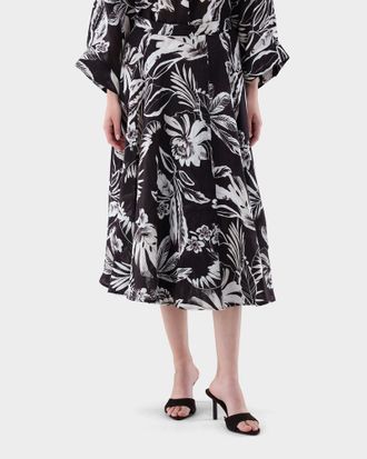 van Laack Rock aus Leinen mit Druck