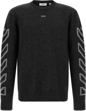 Off-white Pull Col Rond - Gris