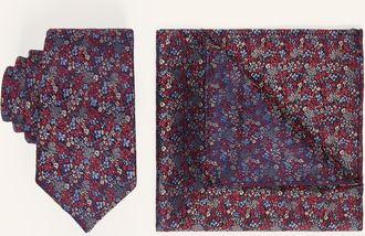 Paul Paul Set: Krawatte Und Einstecktuch rot