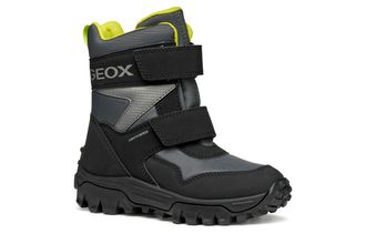 Geox Winterstiefel GEOX J HIMALAYA BOY B ABX, Damen, Gr. 34, grau (grau, lime), Synthetik, Textil, Schuhe Winterstiefel, Snowboots, Klettstiefel mit Warmfu