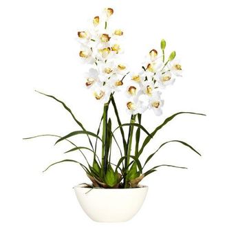 Nearly Natural Blumenarrangement Kunstpflanze, Seide, Weiss/opulenter Garten, 29.25 x 6.5 x 12.5