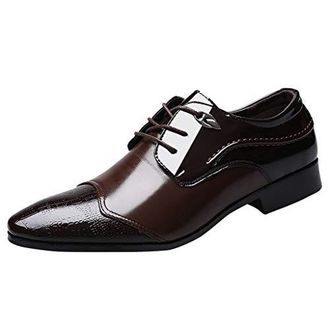 Generic Chaussures habill&eacute;es en cuir verni pour homme - Chaussures habill&eacute;es &agrave; lacets - Bout pointu - Chaussures Oxford &agrave; talon bas - Mocassins formels confor