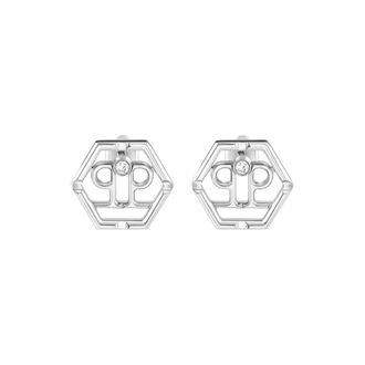 Philipp Plein Ohrringe - Ohrringe Hexagon - Gr. unisize - in Silber - f&uuml;r Damen