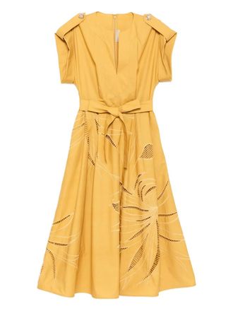 Elie Saab robe mi-longue à broderies - Tons neutres