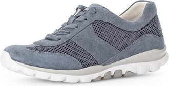 Rollingsoft Keilsneaker ROLLINGSOFT, Damen, Gr. 35, blau, Textil, Veloursleder, Schuhe, Freizeitschuh, Halbschuh, Schn&uuml;rschuh mit Logoschriftzug