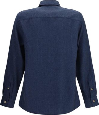 Brunello Cucinelli Merino Wool with Patch Pockets Shirt - Denim