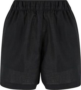 Urban Classics Ladies Linen Mixed Boxer Shorts, Shorts Femme, Black